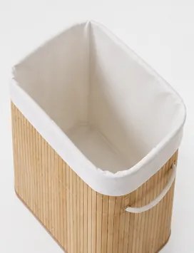 koš na prádlo, objedm 40 l, bambus/látka, 49x39x20 cm, přírodní/krémová, Dekorino KP20260031