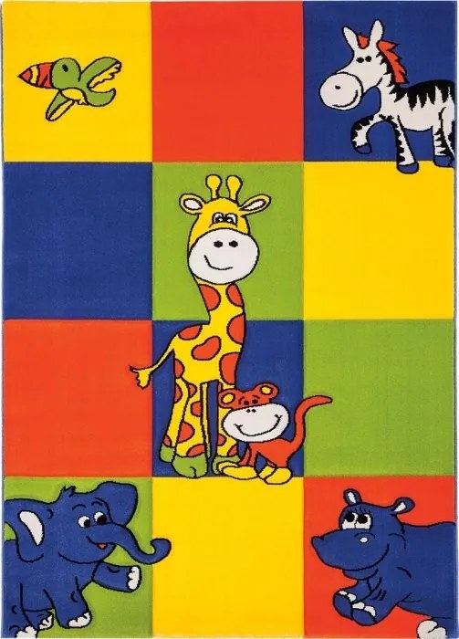 Vopi | Dětský koberec Kiddy 307/052 - 160 x 230 cm, zelený/modrý/žlutý