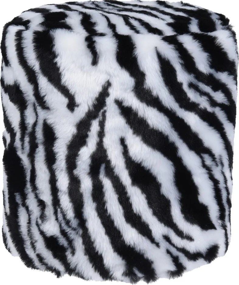 Koopman Taburet z umělé kožešiny Zebra, 31 x 34 cm