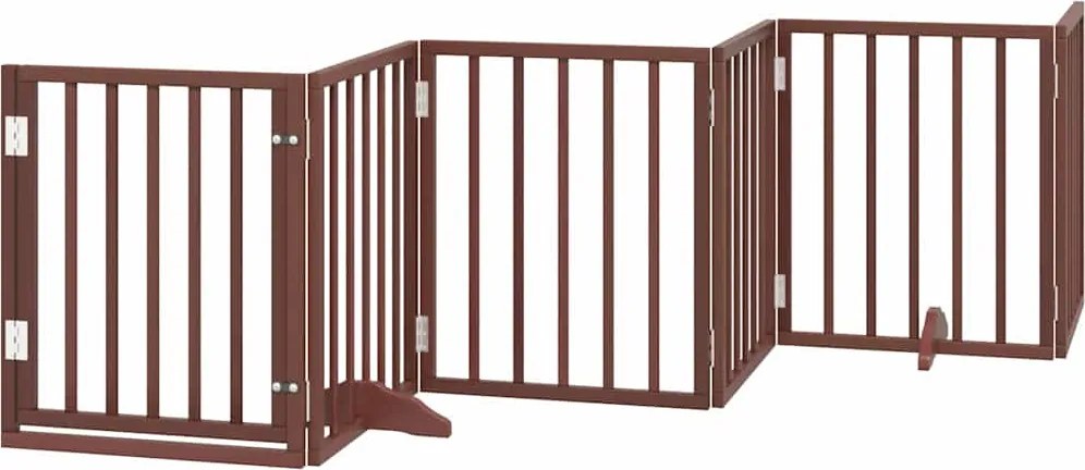 Zábrana pro psy s dvířky skládací 15 panelů hnědá 750 cm topol 3155549