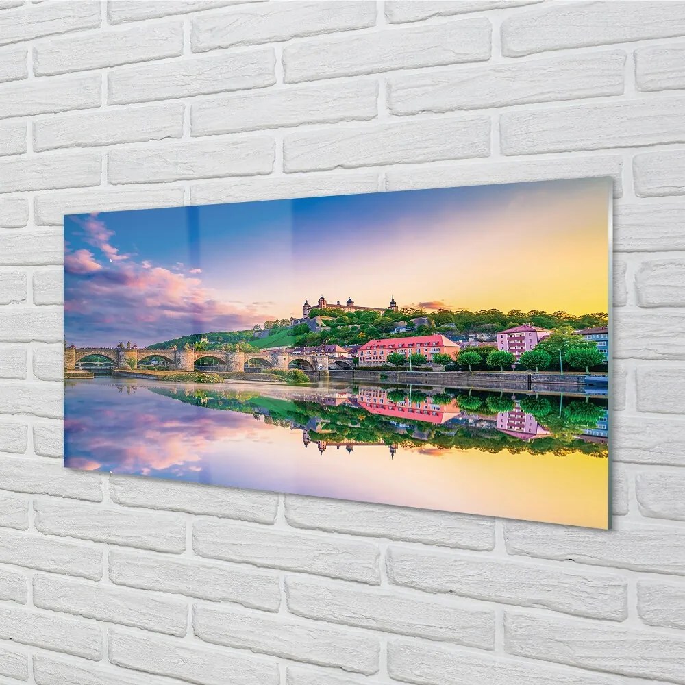Obraz na skle řeka Německo Sunset 100x50 cm