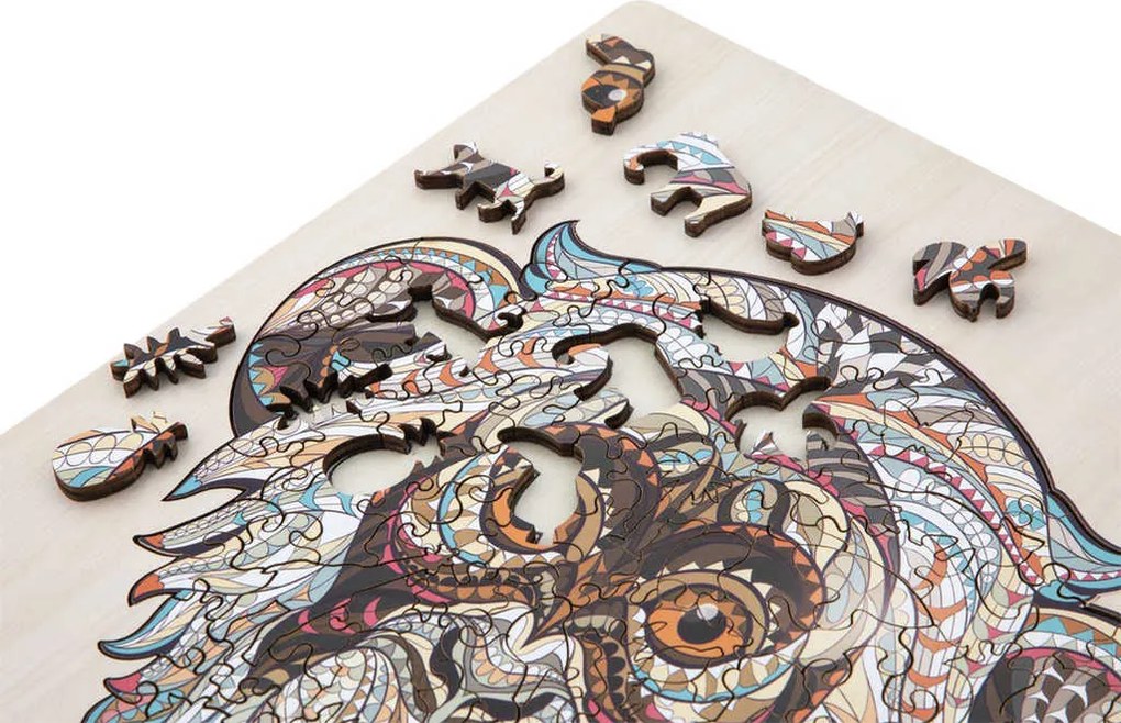 _Ostatní 1_ DŘEVO Puzzle obrysové na desce Opice 133 dílků set skládačka se stojánkem 400073rms