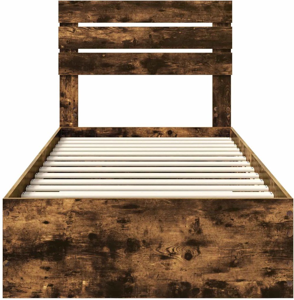 Rám postele s čelo Kouřový dub 90 x 190 cm Kompozitní dřevo 3411695