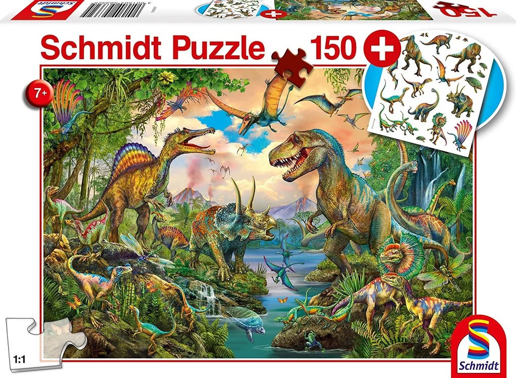 Puzzle schmidt puzzle dinosauři 150 dílků + dárek (tetovačky)
