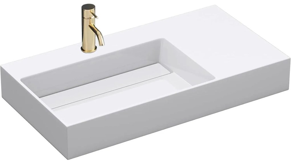 Rea Archi, konglomerátové umyvadlo na desku 895x480x130 mm, bílá lesklá, REA-U4301