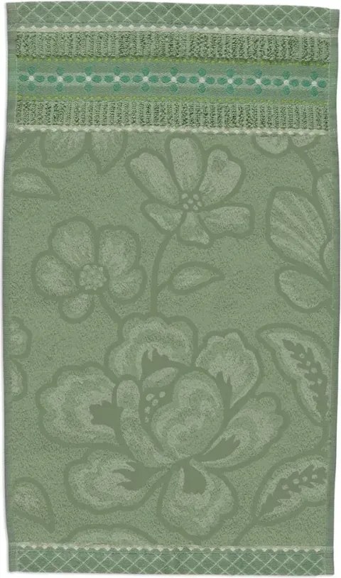 Pip Studio ručníky z bavlněného froté Jasmine Jacquard, zelený (Luxusní ručníky z bavlněného froté v designu Jasmine Jacquard v zelené barvě)