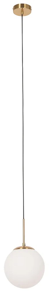Art Deco závěsná lampa zlatá s opálovým sklem vč. černého jednofázového kolejnicového adaptéru - Slimline Flore