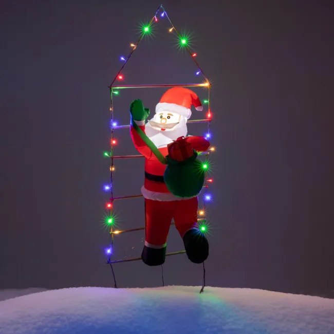 Nafukovací Santa Claus na žebříku 150 cm s LED osvětlením