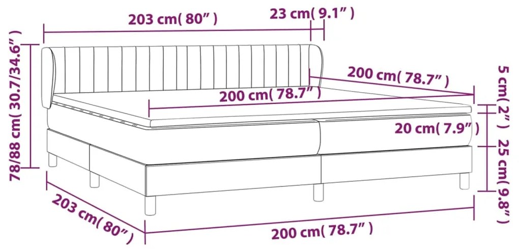 Box spring postel s matrací taupe 200x200 cm textil