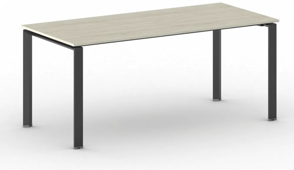 Jednací kancelářský stůl PRIMO INFINITY, 180x90 cm, černá podnož, dub přírodní