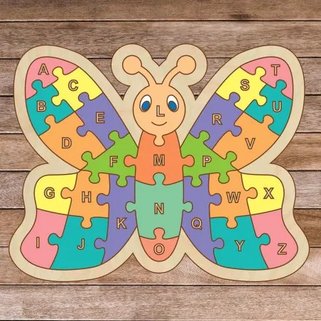 Dětské dřevěné puzzle - Abeceda motýl A-ZET 26 dílků | SENTOP H009