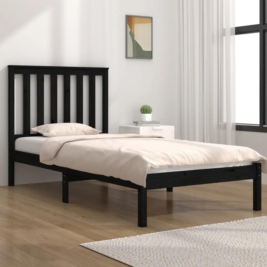 vidaXL Rám postele masivní borovice 90 x 190 cm Single [3103811] Barva: Černá