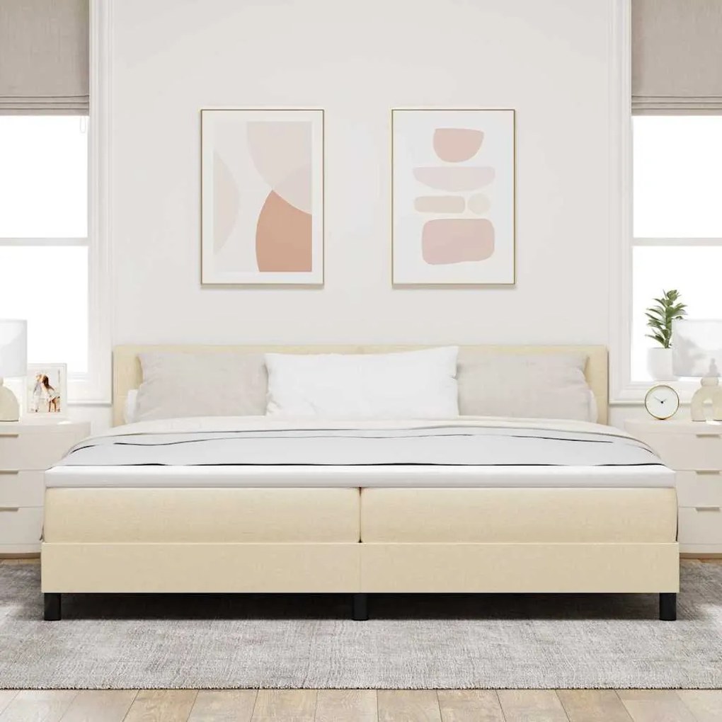 Postel s boxspringem s čelo Krémová 200 x 200 cm textil 3338718