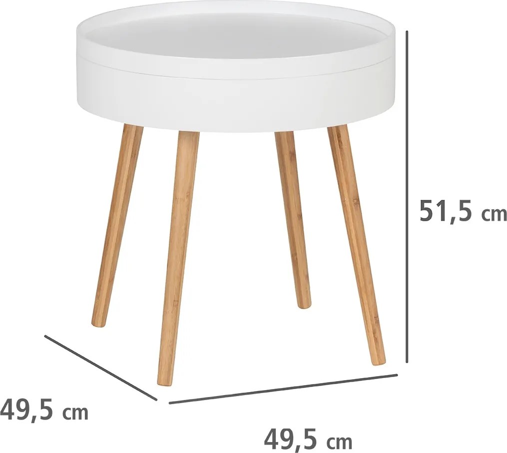 Konferenční stolek FINJA, bambus, kulatý, bílý, Wenko