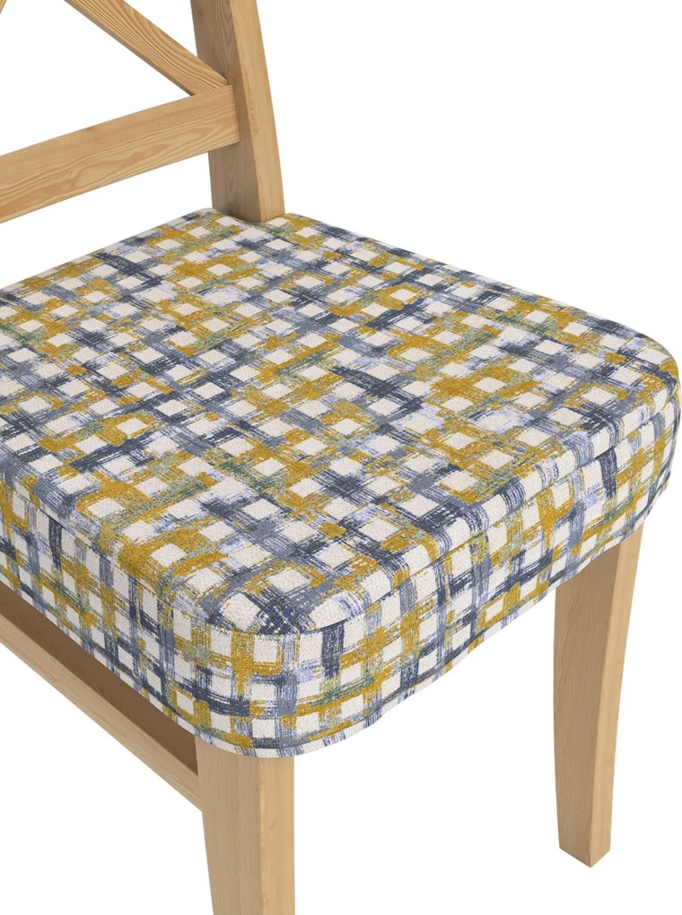 Sedák na židli IKEA Ingolf barva modrá látka pletený vzor, vzorované