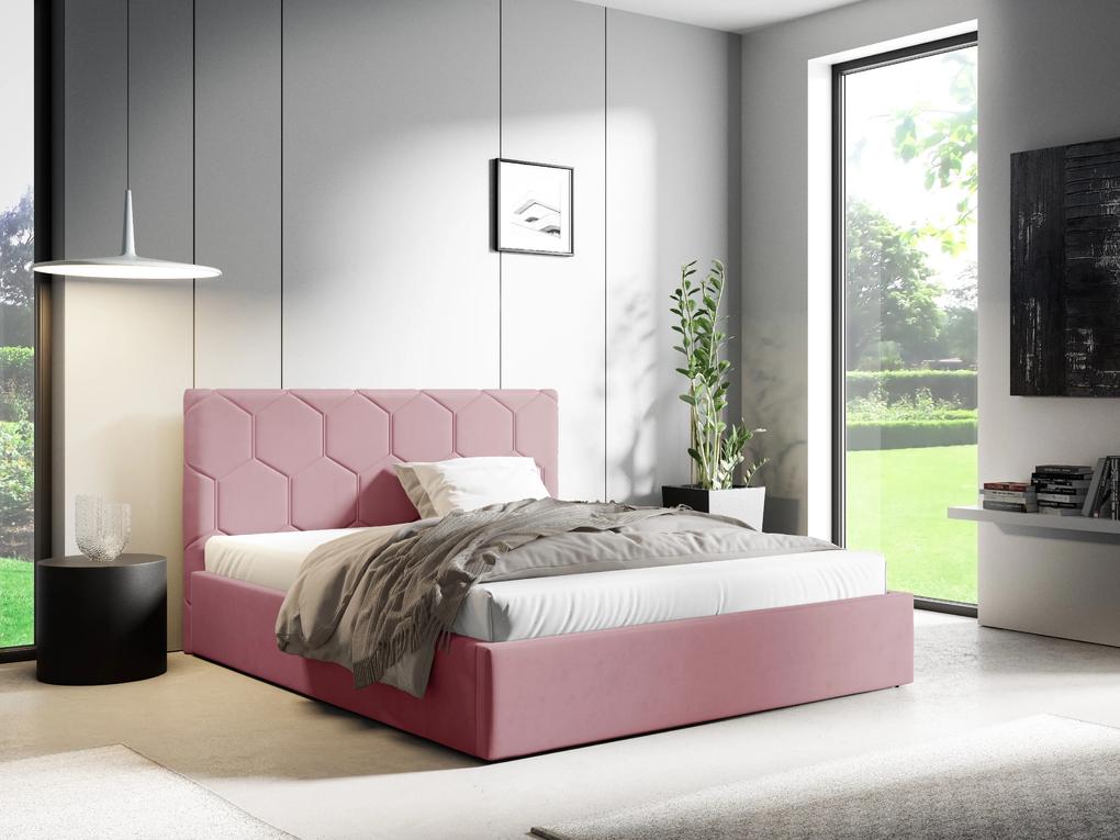 Eka Čalouněná postel MEDOX 140x200 cm Barva látky Trinity: (2310) Růžová, Úložný prostor: Bez úložného prostoru