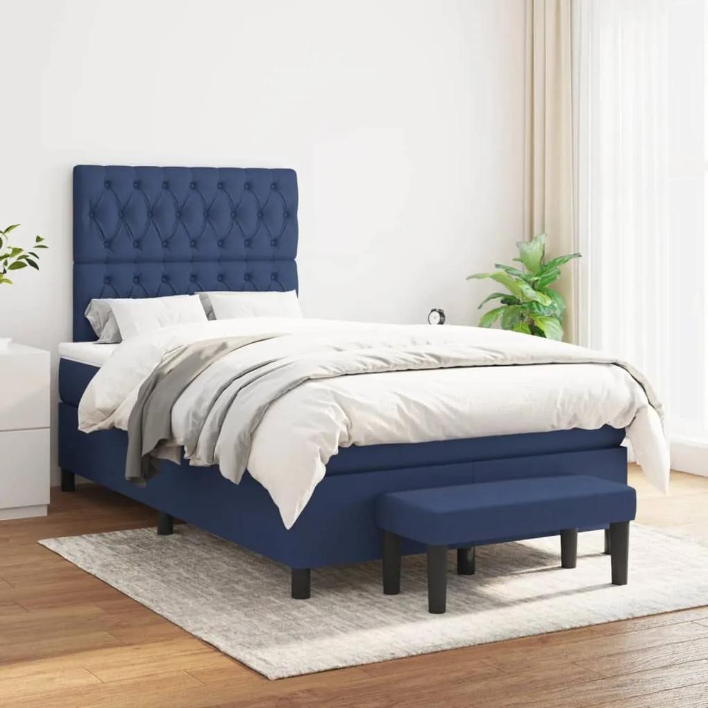 Box spring postel s matrací modrá 120x200 cm textil,  3136827