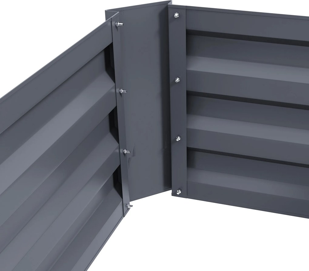 Outsunny Sada 2 čtvercových vyvýšených záhonů 100L x 50W x 30H cm - Šedá vlnitá ocel | Aosom