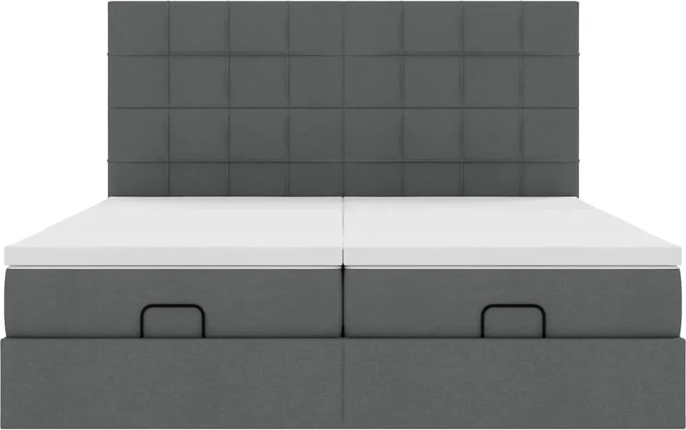 Osmanský rám postele s matrací tmavě šedý 200x200cm textil 3313700