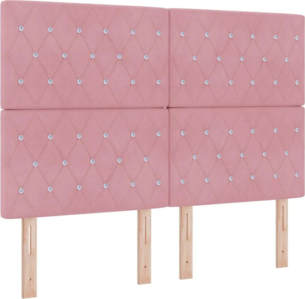 Postel s boxspringem s čelo Růžová 140 x 190 cm samet 3344878