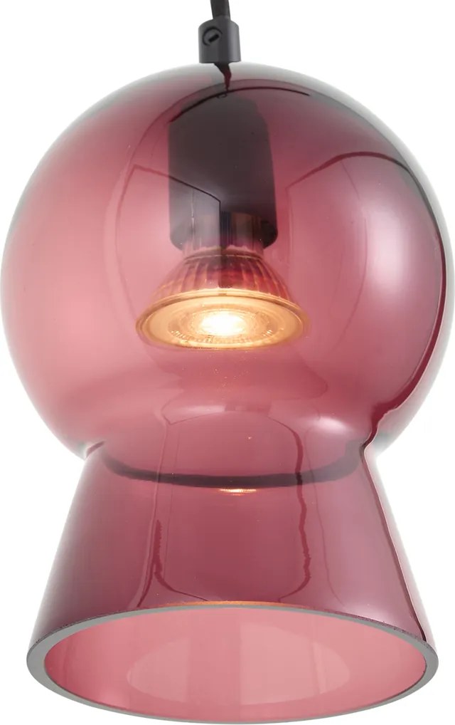Retro závěsná lampa černá s fialovým sklem pro 1-fázový kolejnicový systém - Iconic Bell