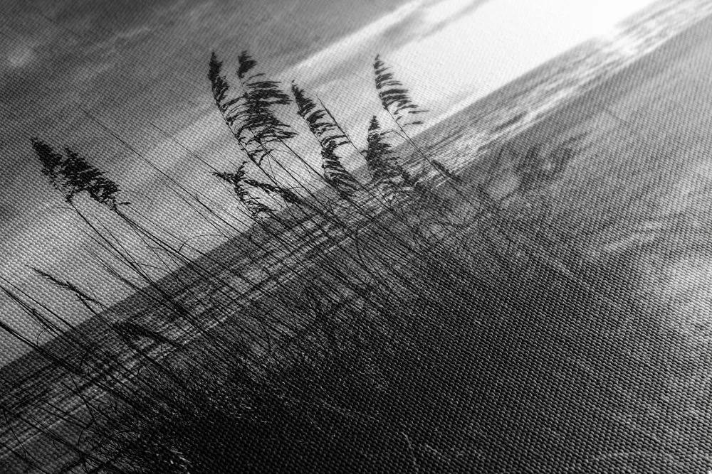 Obraz západ slunce na pláži v černobílém provedení Varianta: 120x80