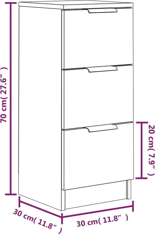 vidaXL Příborníky 2 ks 30 x 30 x 70 cm kompozitní dřevo [811160] Barva: Černá