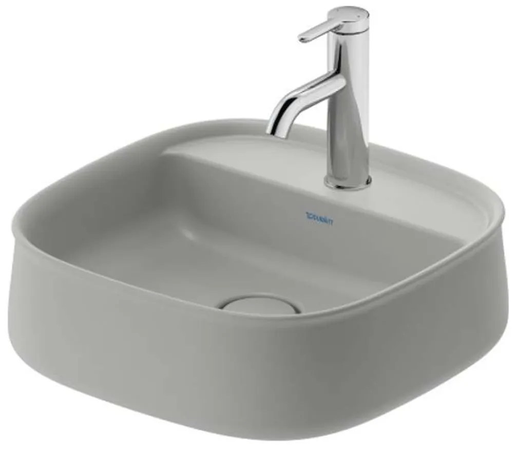 Duravit Zencha - Umyvadlo na desku 42x42 cm, bez přepadu, otvor pro baterii, DuraCeram, matná šedá 2374426771