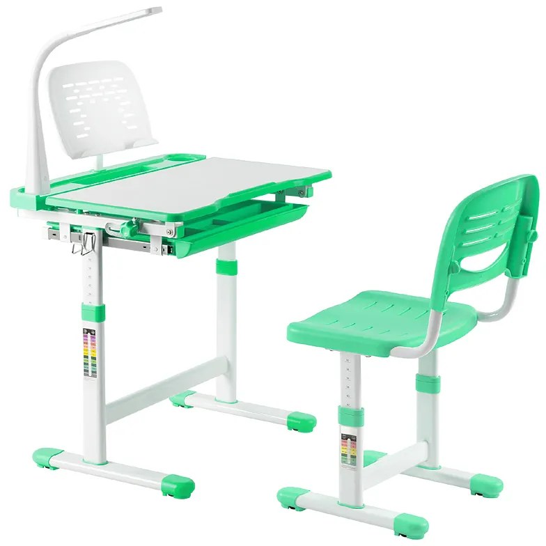 Dětský rostoucí set AMANDO bílo-zelený + LED lampa + držák knih