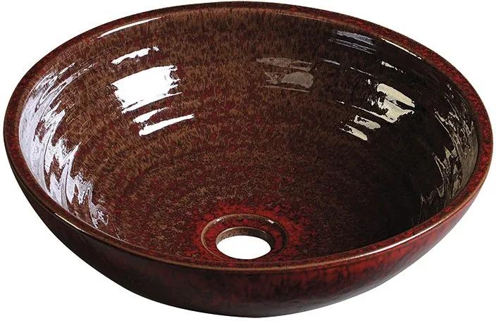 SAPHO ATTILA keramické umyvadlo, průměr 44cm, purpurově červená DK003
