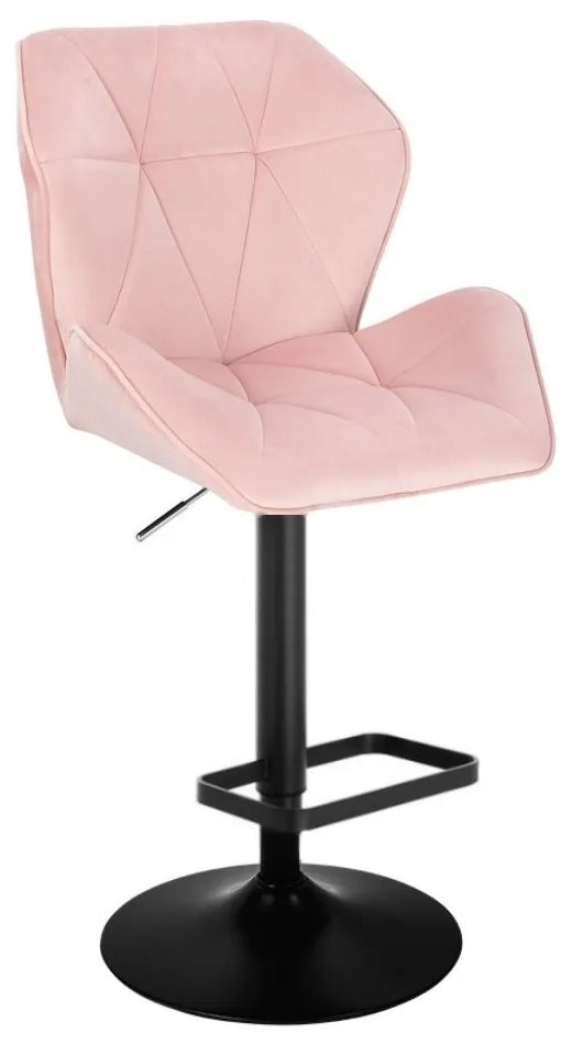 LuxuryForm DESIGN Barová židle MILANO MAX VELUR na černé kulaté podstavě - světle růžová