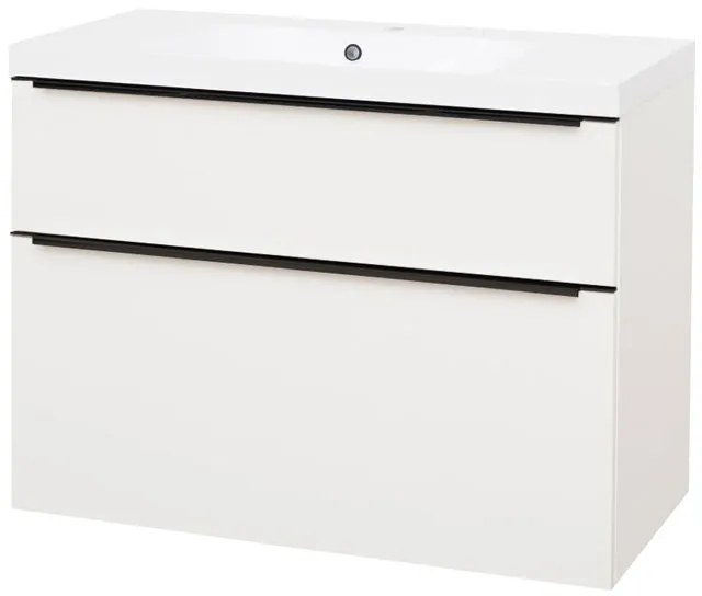 Mereo Mereo, Mailo, koupelnová skříňka s umyvadlem z litého mramoru 101 cm, černé madlo, CN512MB