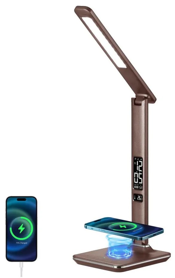 Immax 08975L-LED Stmívatelná lampa s bezdr. nabíjením KINGFISHER 8,5W/230V hnědá Biano.cz