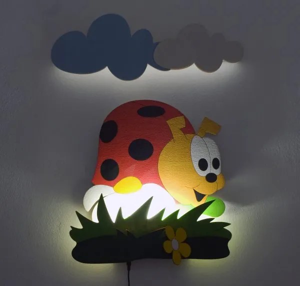 DoDo LED Lampička Beruška se sluníčkem a mráčky NL3LED 50x35cm