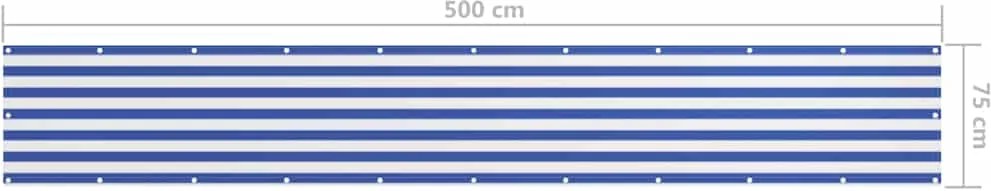 Balkónová zástěna bílá a modrá 75 x 500 cm oxfordská látka 134914