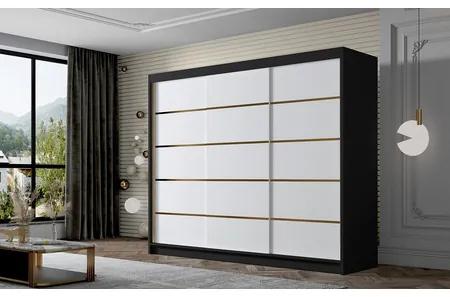 Šatní skříň AMBER VII 250 cm - černá/bílá