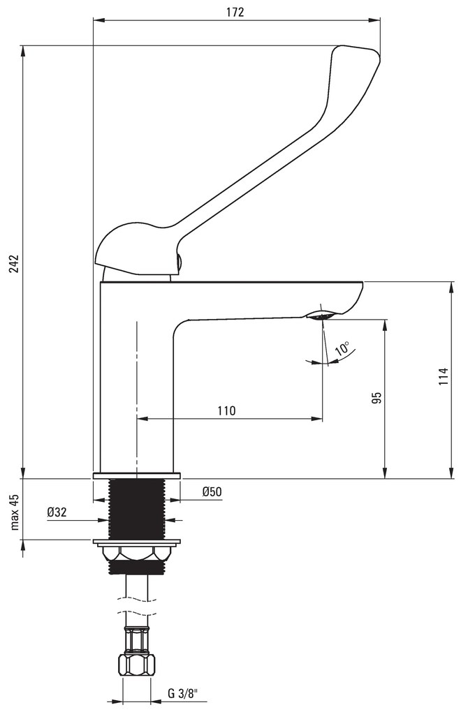 Deante Alpinia Vital, umyvadlová baterie s lékařskou pákou, chromová, BGA_020C