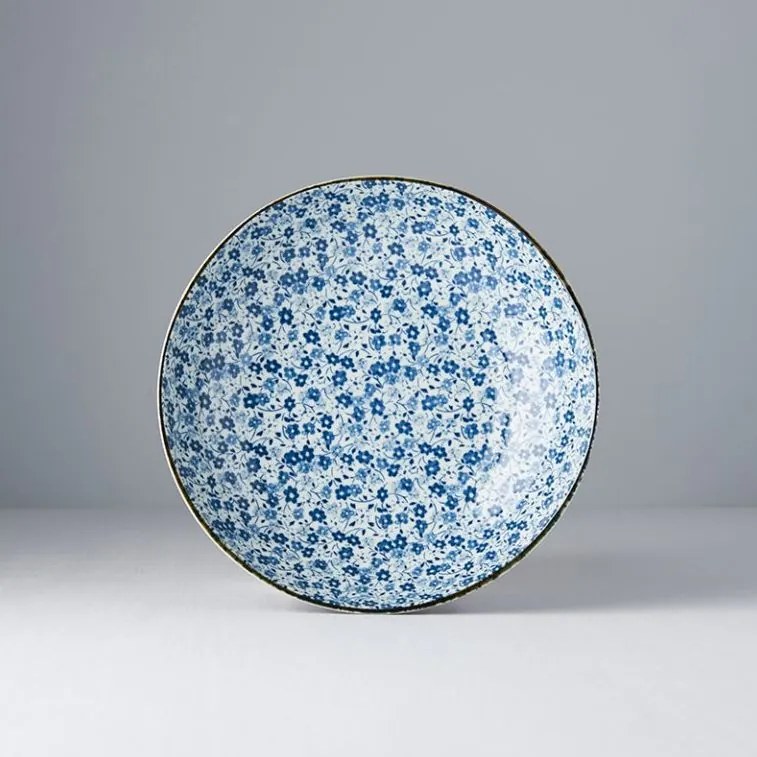 Blue Daisy střední hluboká miska Made in Japan, průměr 21 cm, výška 5,5 cm, keramika, handmade