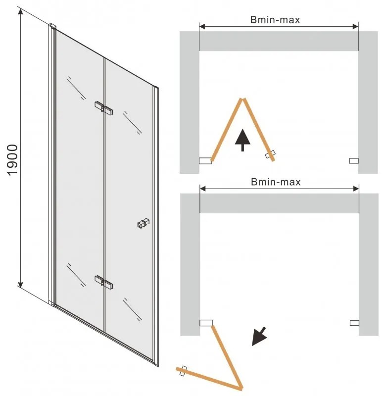 Sprchové dveře skládané MEXEN LIMA transparentní, 120 cm