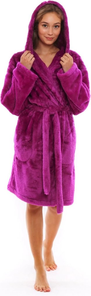 Krátký župan s kapucí Lilly extra one size fialový 33 20 4301 - S/M