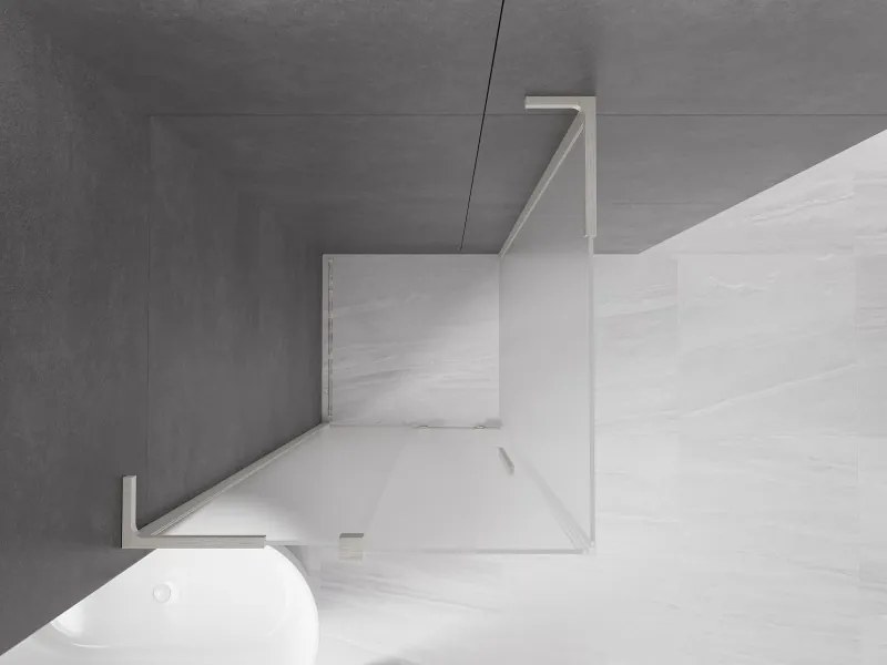 Mexen Velar L, sprchový kout s posuvnými dveřmi 100 x 100 cm, 8mm sklo námraza, broušená ocel, 871-100-100-33-97