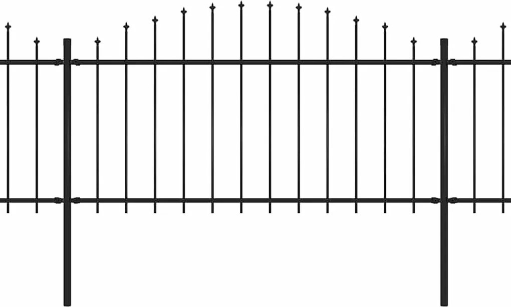 Zahradní plot s kopím nahoře ocelový 337 x 150 cm černý 277731