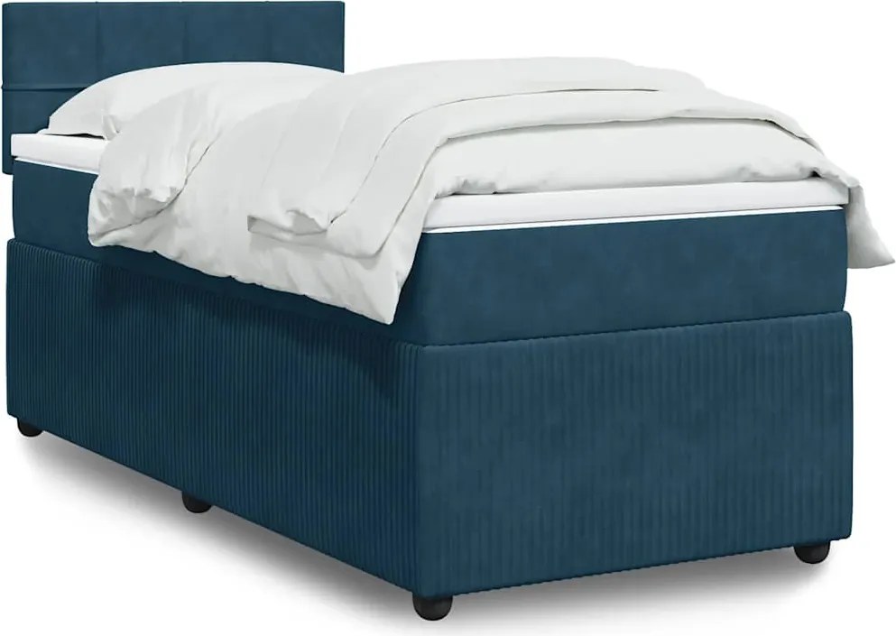 Box spring postel s matrací modrá 80 x 200 cm samet 3289894