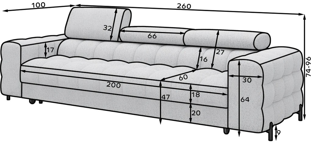 Eltap Rozkládací pohovka Festello Materiál a barva potahu: Royal 04 - šedá