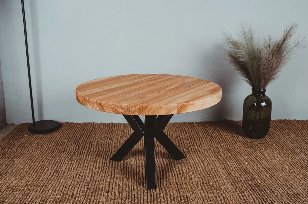 Wudboys Konferenční stůl ROUND IKS Barva kovu: Bílá, Dřevo: Jasan, Rozměr: Průměr 90cm, moderní skandinávský styl