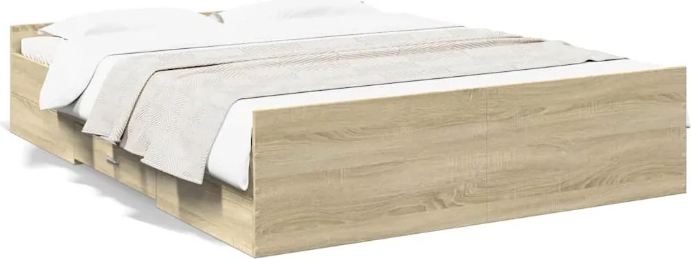 Rám postele se zásuvkami dub sonoma 150x200 cm kompozitní dřevo 3280288