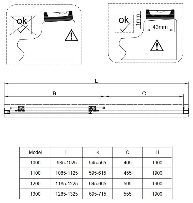 BPS-koupelny Posuvné sprchové dveře PD-NOB  100 cm černá/transparent pro instalaci do niky - bez vaničky