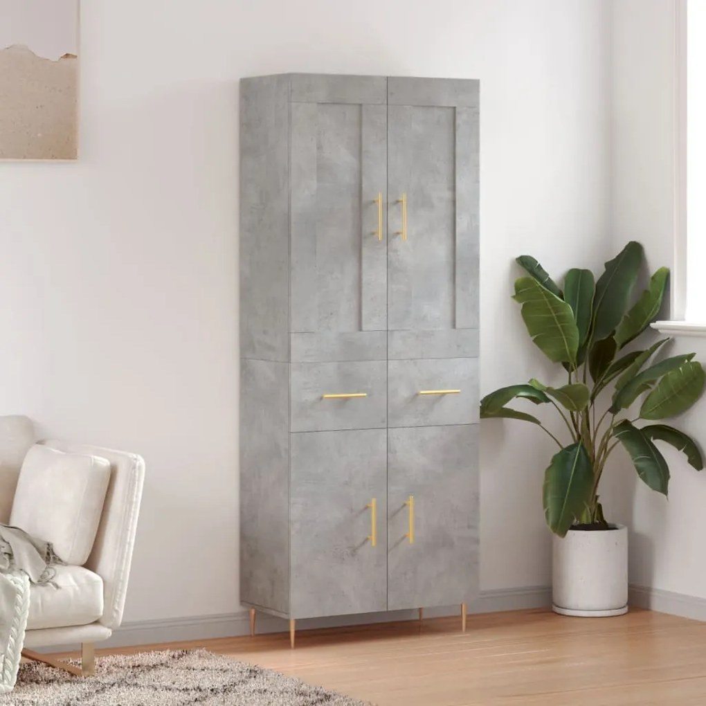 Skříň highboard betonově šedá 69,5x34x180 cm kompozitní dřevo