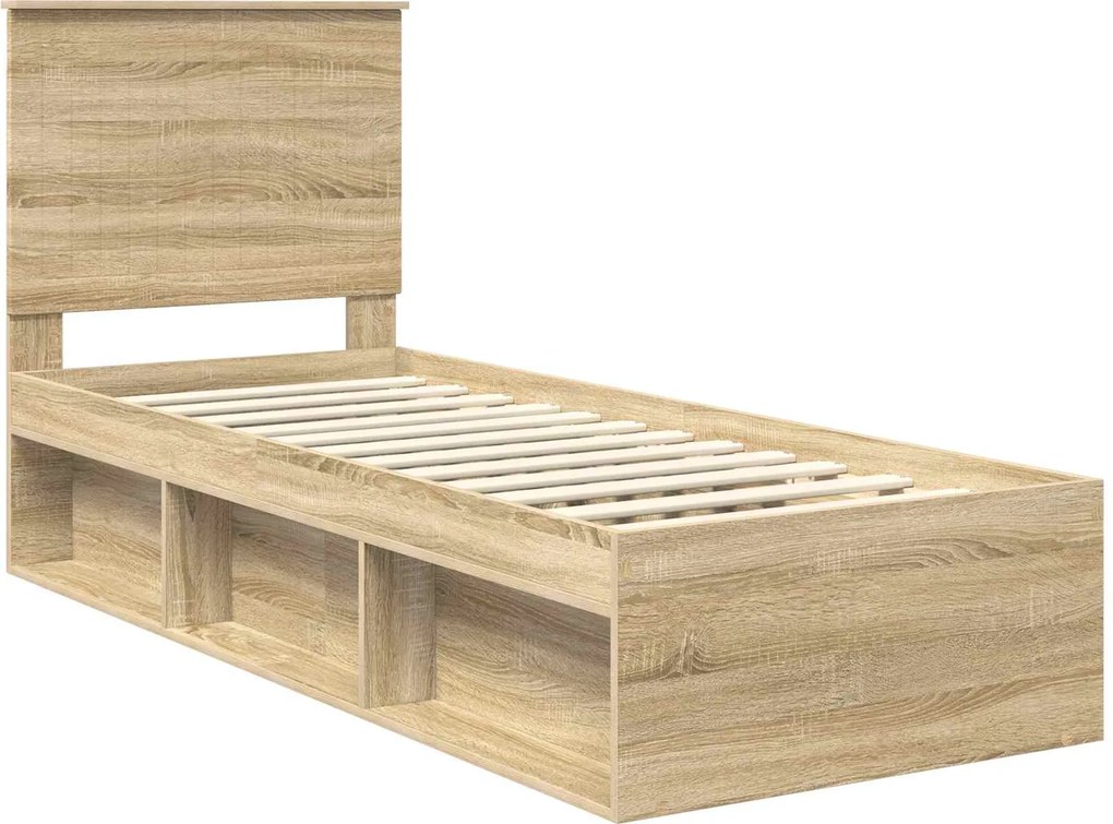 Rám postele s čelo Sonoma dub 75 x 190 cm Masivní borové dřevo 3411075
