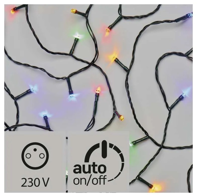 LED vánoční řetěz, 8m, multicolor, časovač